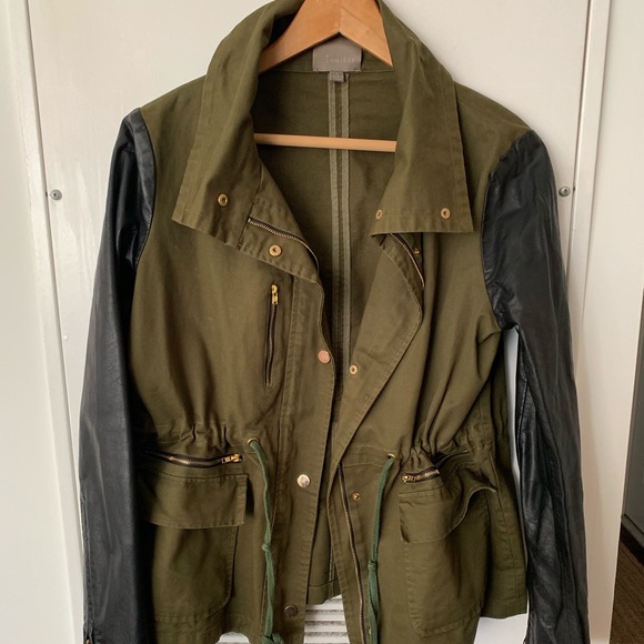 Lumiere | Jackets & Coats | Lumiere Military Jacket With Faux Leather ...